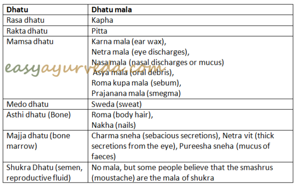 Dhatu Mala: Tissue Waste Products: Ayurveda perspective